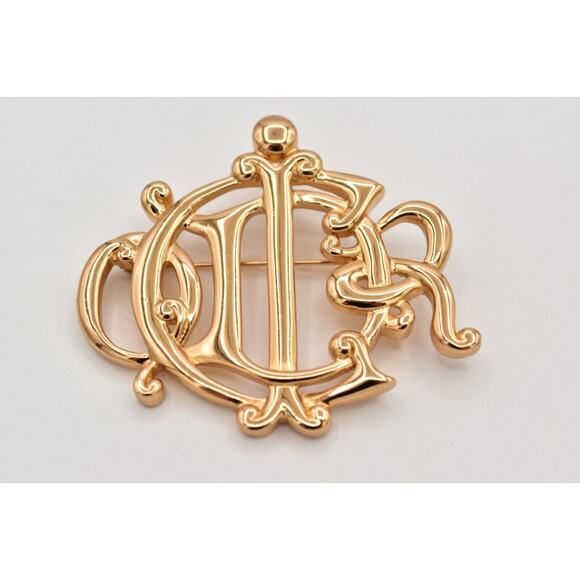 Dior | Jewelry | Christian Dior Vintage Logo Pin Brooch Insignia Script ...